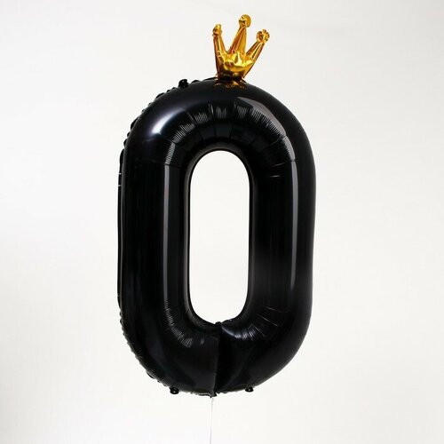 Шар фольгированный 40" «Цифра 0 с короной», цвет чёрный