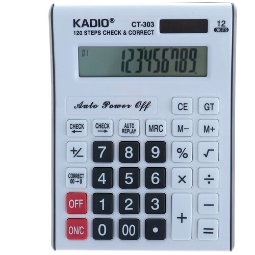 Калькулятор настольный, 12-разрядный, 303, двойное питание (1 шт.)