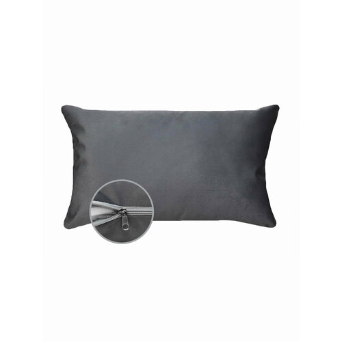 Подушка декоративная на диван классика велюр 35х55 см темно-серый