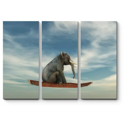 Модульная картина Слоны тоже любят летать 120x86