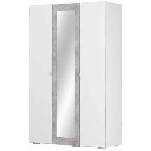 Шкаф 3-х створчатый с зеркалом Акация белое сияние/цемент светлый