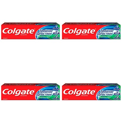 Зубная паста, Colgate, тройное действие, натуральная мята, 50 мл, 4 шт