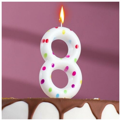 Свеча в торт на день рождения «Конфетти», цифра "8" , гигант, 9 см
