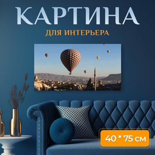 Картина на холсте "Воздушный шар, каппадокия, турция" на подрамнике 75х40 см. для интерьера