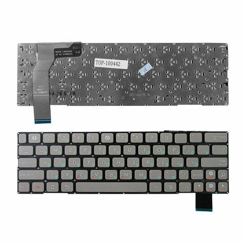 Клавиатура для ноутбука Asus 04G0K051KRU00-1 серая, без рамки, плоский Enter