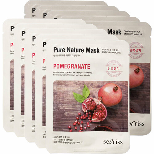 Маска для лица тканевая с гранатом Anskin Secriss Pure Nature Mask Pack Pomegranate, 25 мл - 10 шт