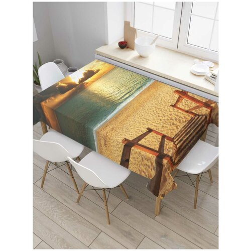 Скатерть прямоугольная JoyArty на кухонный стол "Ступеньки в море" из оксфорда, 180x145 см