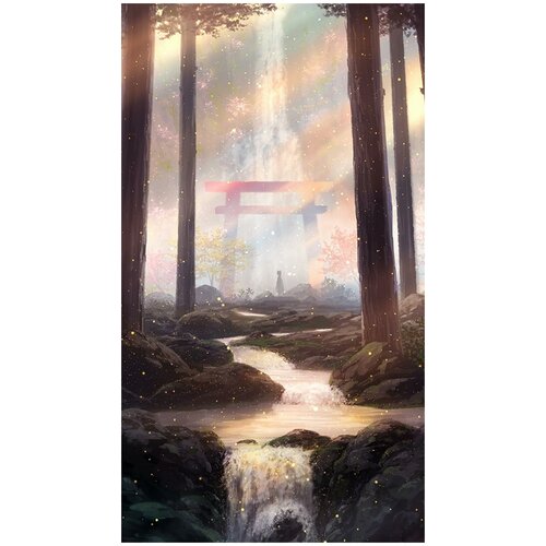 Постер / Плакат / Картина Водопад в лесу 50х70 см в подарочном тубусе