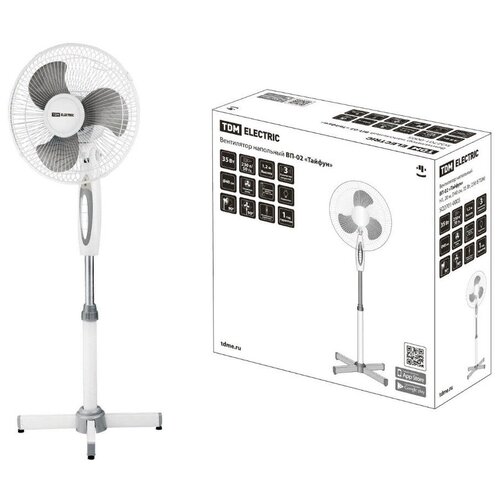 Вентилятор напольный TDM ВП-01 Тайфун H1, 25 м, D40 см, 40Вт, 230В, серый