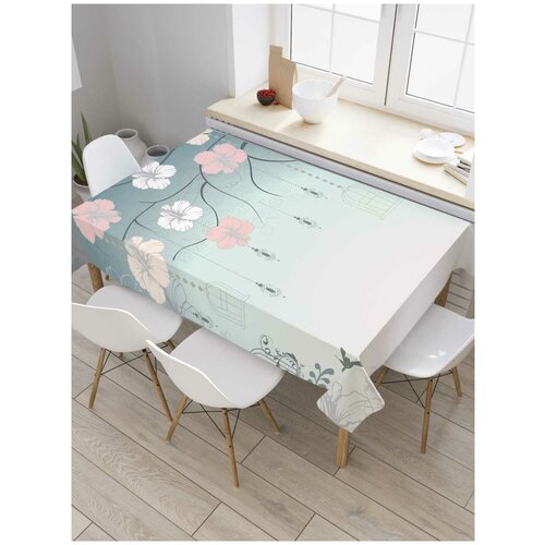 Скатерть прямоугольная JoyArty на кухонный стол "Птичьи клетки" из оксфорда, 180x145 см