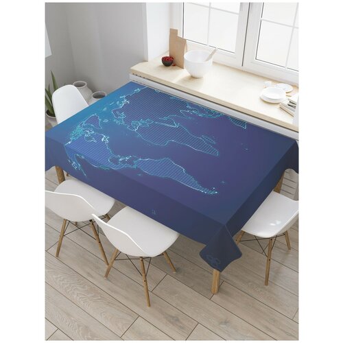 Скатерть прямоугольная JoyArty на кухонный стол "Векторная карта мира" из оксфорда, 120x145 см