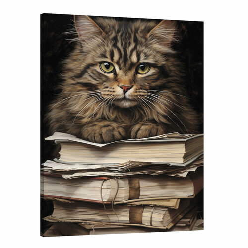 Интерьерная картина 50х70 "Кот и его тайны"