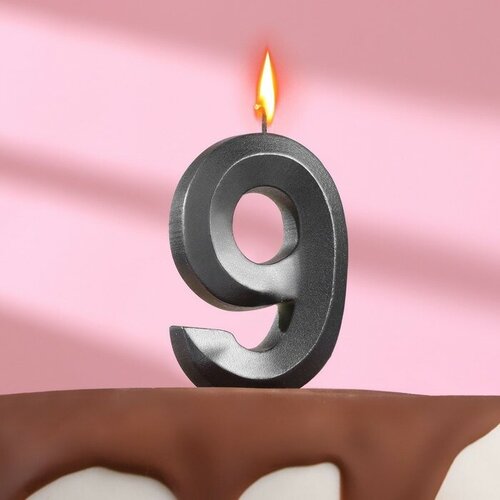Свеча в торт "Грань" , цифра 9 , мокрый асфальт, 6,5 см