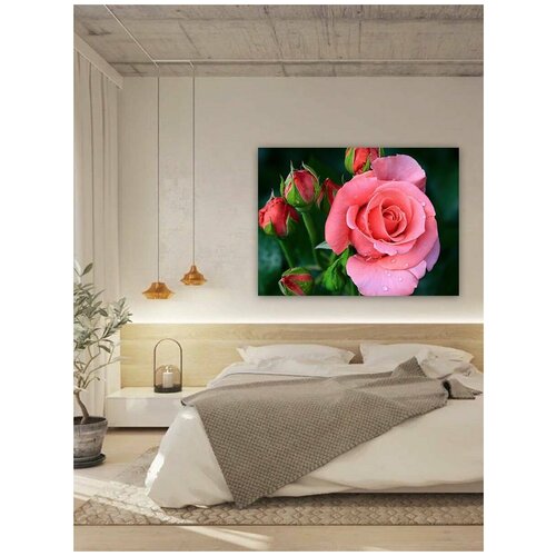 Картина для интерьера на холсте 60х80 см/ Цветы / Розы