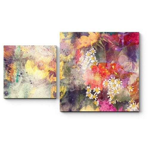 Модульная картина Подсолнухи и полевые цветы 130x78