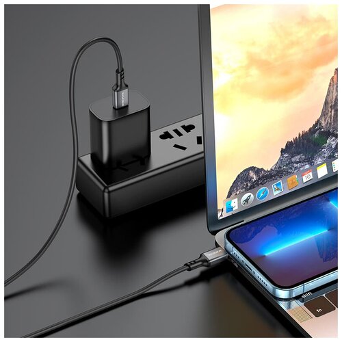 USB-C кабель BOROFONE BX83 Famous Type-C, 60W, 1м, силикон (черный)