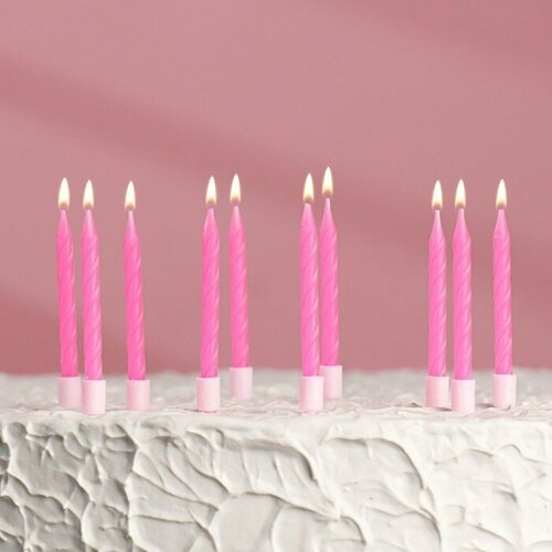 Страна Карнавалия Свечи для торта "Неон", 10 шт, розовые 5 см