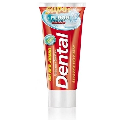 Зубная паста Dental Hot Red Jumbo Super Fluor Protection Суперзащита с фтором Rubella, 250 мл