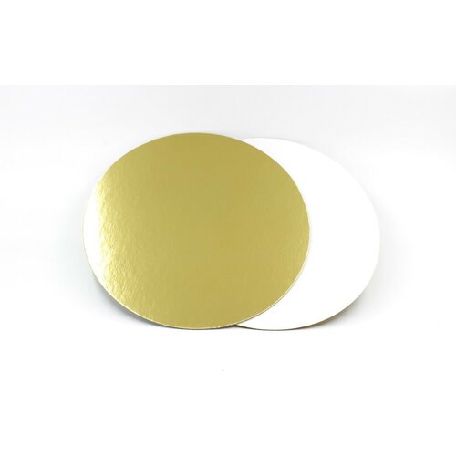 Подложка для торта 1,5 мм. Золото/белый жемчуг d=18 см. 5 шт.