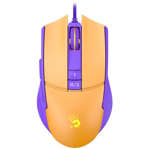 Мышь A4TECH Bloody L65 Max, игровая, оптическая, проводная, USB, желтый и фиолетовый [l65 max/royal violet]