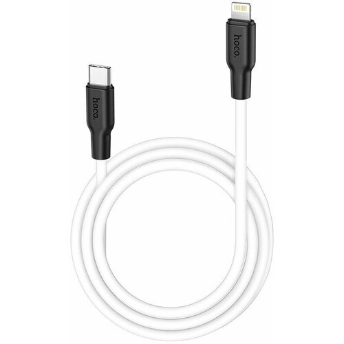 USB кабель Hoco X21 Plus Silicone PD 20W 3A Type-C to Lightning, 1м, черный с белым