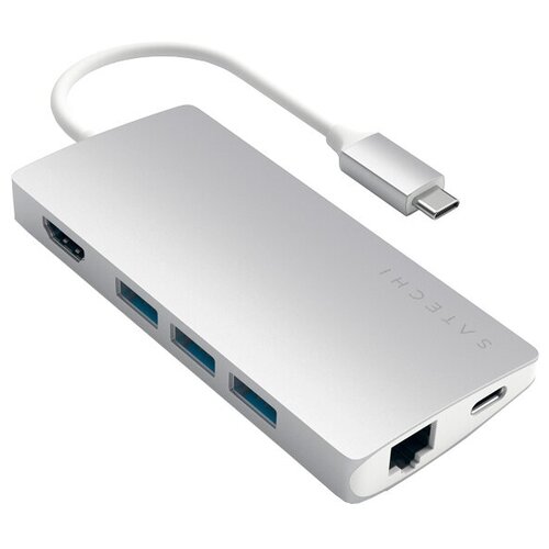 USB-концентратор  Satechi Aluminum Multi-Port Adapter 4K with Ethernet V2, разъемов: 6, Silver