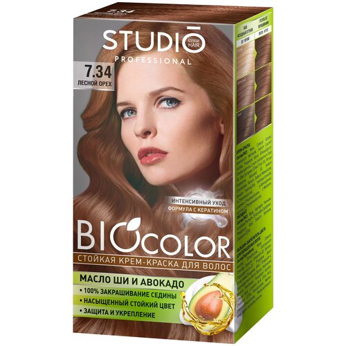 Essem Hair Studio Professional BioColor стойкая крем-краска для волос, 7.34 лесной орех, 115 мл