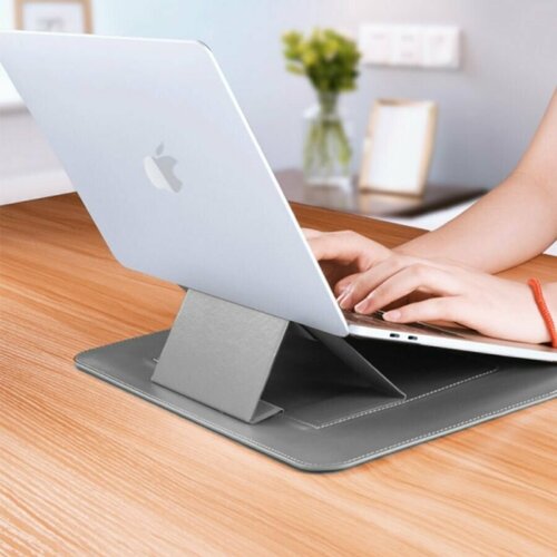 Чехол-подставка для ноутбука WiWU Skin Pro Portable Stand Sleeve для MacBook Pro 13 дюймов (кожаный) - Серый