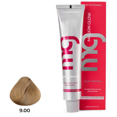 TNL Professional Крем-краска для волос Million glow Silk protein, 9.00 очень светлый блонд интенсивный