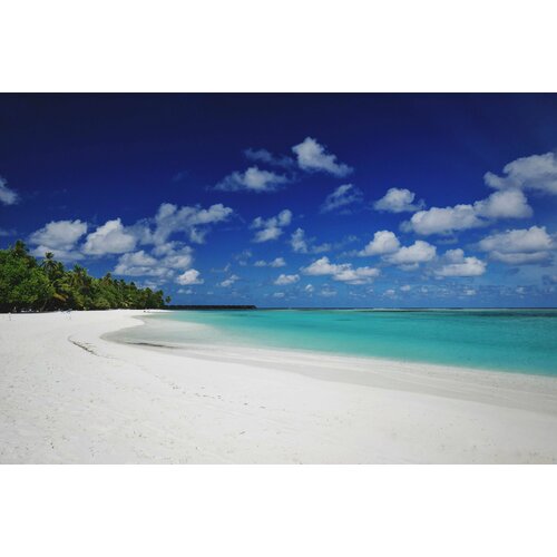 Картина солнце море пальмы пляж Мальдивы на подрамнике 30*40 см