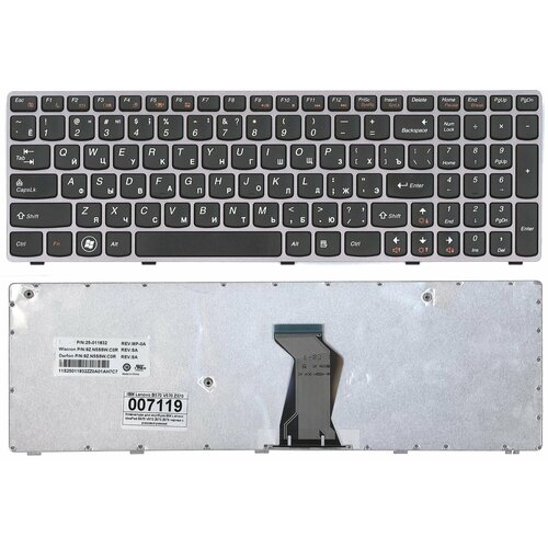 Клавиатура для ноутбука LENOVO 25013375 черная с серой рамкой