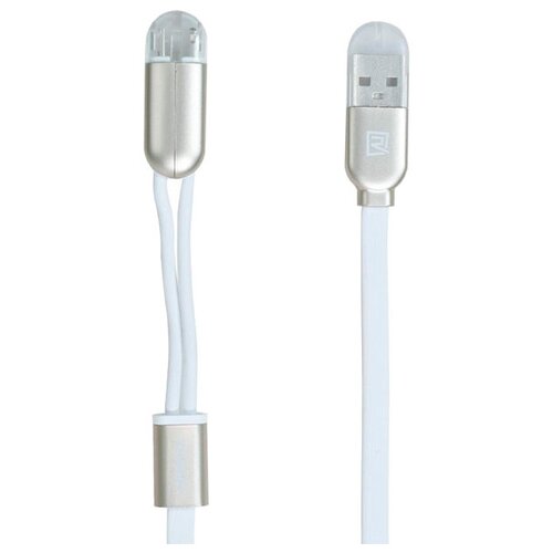 Кабель Remax Gemini USB - microUSB/Apple Lightning (RC-025t), белый