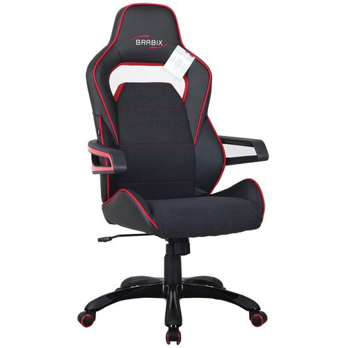 Компьютерное кресло Brabix Nitro GM-001 игровое, обивка: искусственная кожа/текстиль, цвет: черный/красный