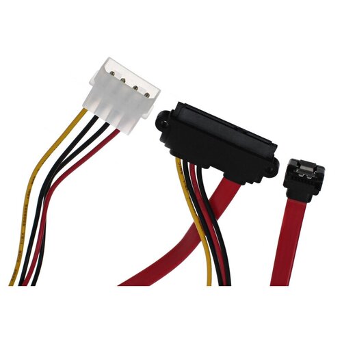 Переходник/адаптер VCOM SATA 7+15pin - SATA 7pin/Molex 4pin (VHC7702), 0.45 м, 1 шт., красный