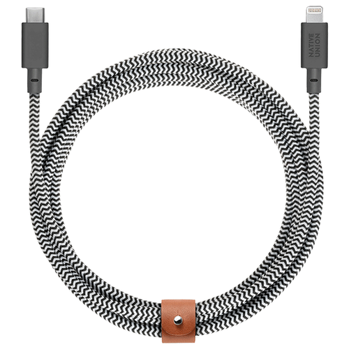 Кабель Native Union Belt USB Type-C - Lightning, 3 м, зебра