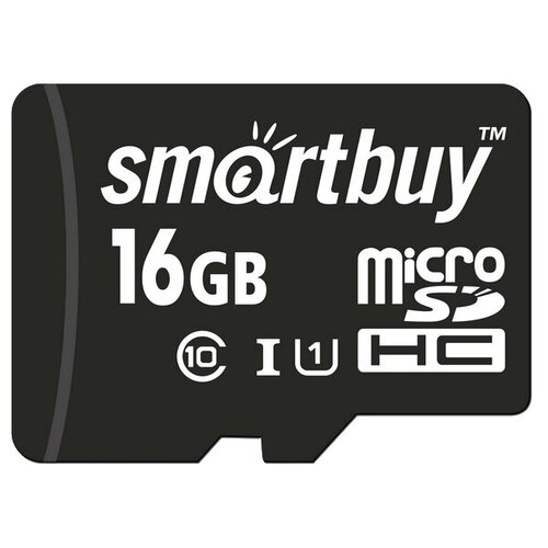 Карта памяти SmartBuy microSDHC 16 ГБ Class 10, A1, UHS-I U1, R/W 30/18 МБ/с, адаптер на SD, 1 шт., черный