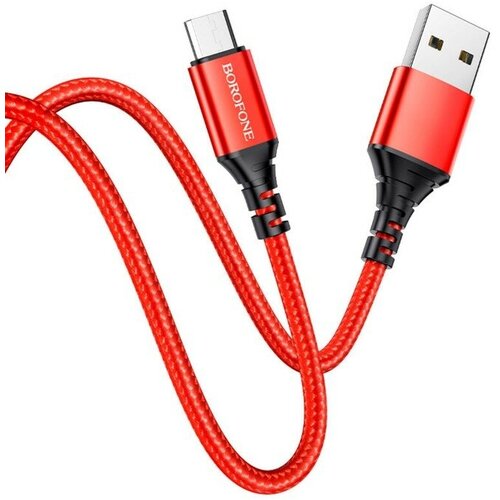 Кабель Borofone BX54, microUSB - USB, 2.4 А, 1 м, нейлоновая оплётка, красный