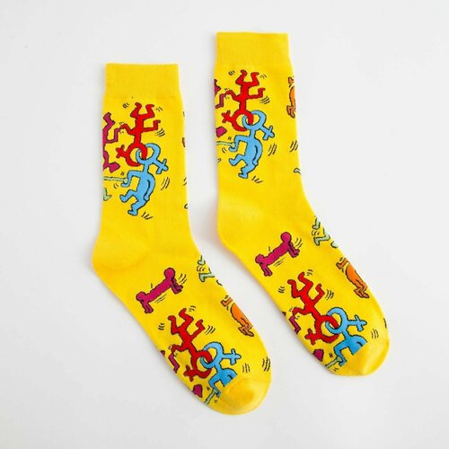 Носки Minaku, размер 41, красный, желтый, серый, голубой