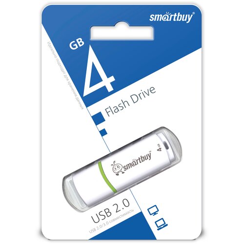 Флеш-накопитель USB 2.0 Smartbuy 4GB Crown White (SB4GBCRW-W)