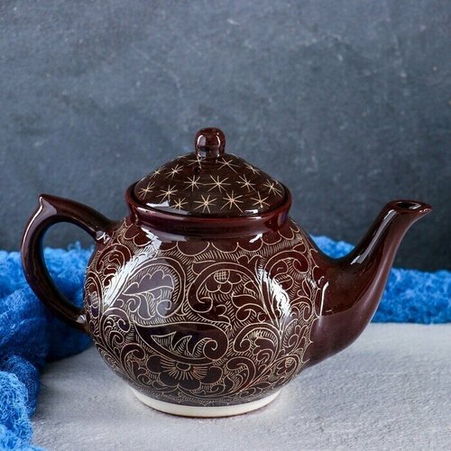 Чайник Риштанская Керамика 1 л, посуда для сервировки, заварник керамический, для чая