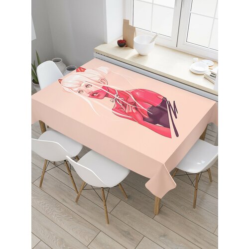 Прямоугольная тканевая скатерть на стол JoyArty с рисунком "Девушка дьявол" 120 на 145 см