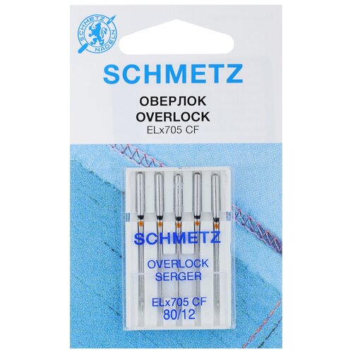 Игла/иглы Schmetz Overlock ELx750 CF 80/12, серебристый, 5 шт.