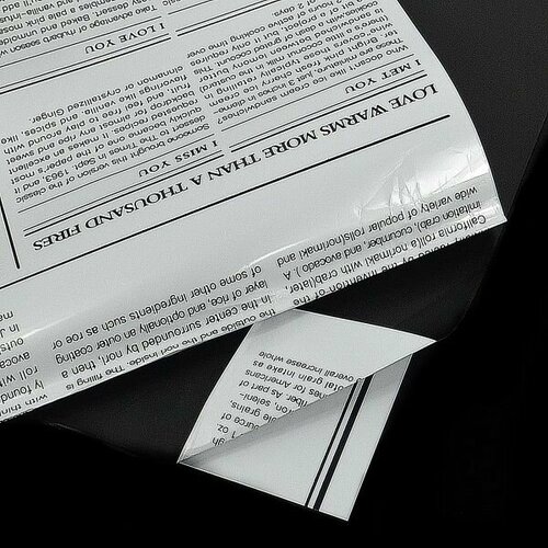Пленка для упаковки 60х60см матовая двусторонняя Газета "чёрно-белый" (20шт)