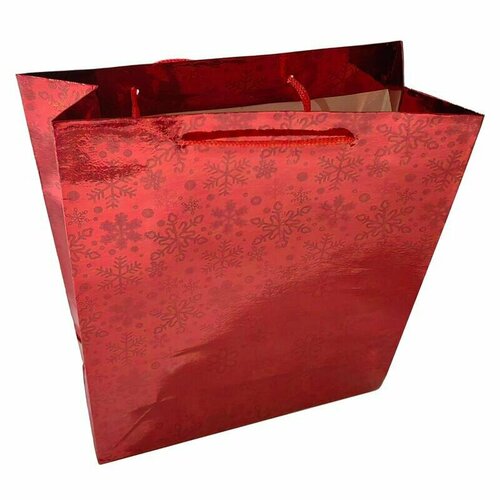 Пакет подарочный голографический красный 21х18х8 см, 1758572
