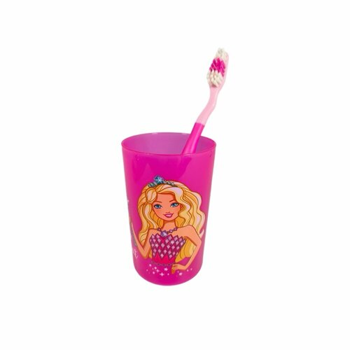 Barbie Детская зубная мягкая щетка на присоске +стакан+пенал