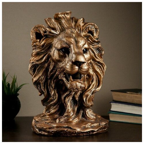 Хорошие сувениры Копилка "Голова льва малая" бронза, 16х25х38см
