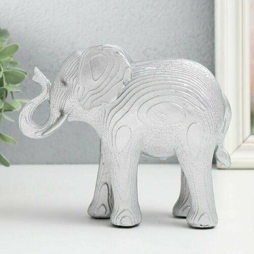 Сувенир полистоун Серебристый слон, слои 16х7х13,5 см