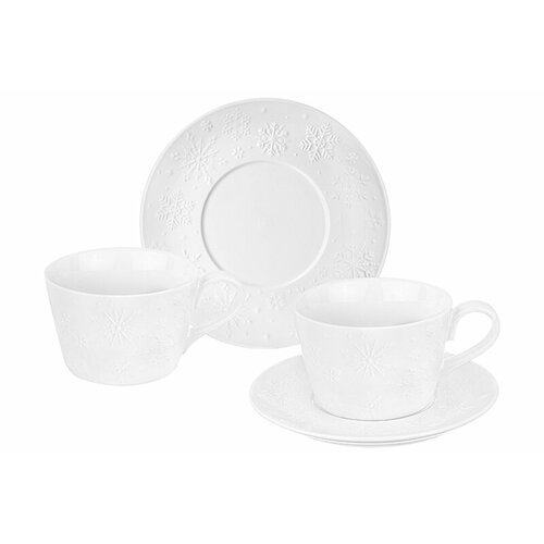 Чайная пара/ чашка с блюдцем / кружка для чая, кофе 4 предмета 360 мл Elan Gallery Снежинки