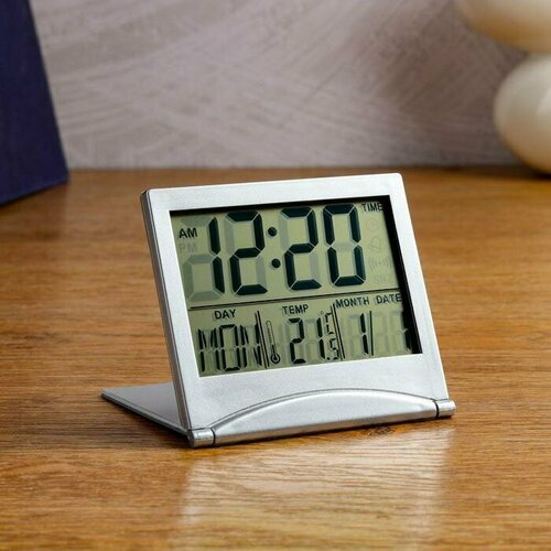 Часы электронные настольные: календарь, будильник, термометр, CR2025, 8.8 х 7.8 см
