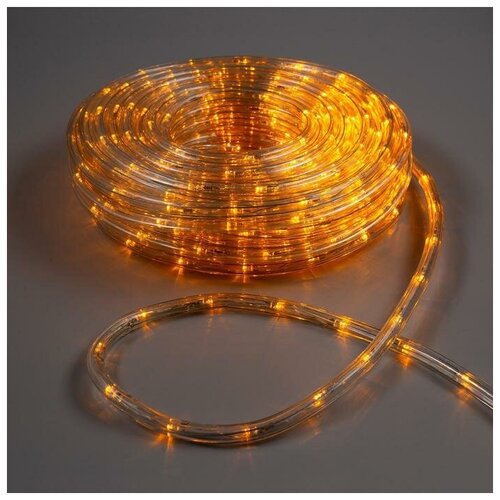 LED шнур 10 мм, круглый, 20 м, чейзинг, 2W-LED/м-24-220V, с контр. 8р, желтый